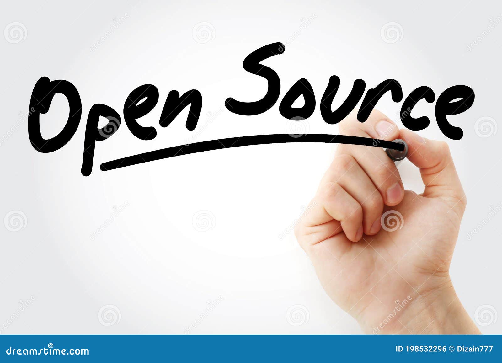 Open Source Text with Marker Stock Photo - Image of computing ...