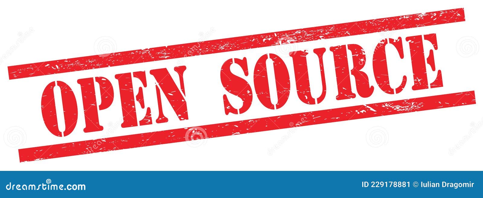 OPEN SOURCE Text on Red Grungy Rectangle Stamp Stock Illustration ...