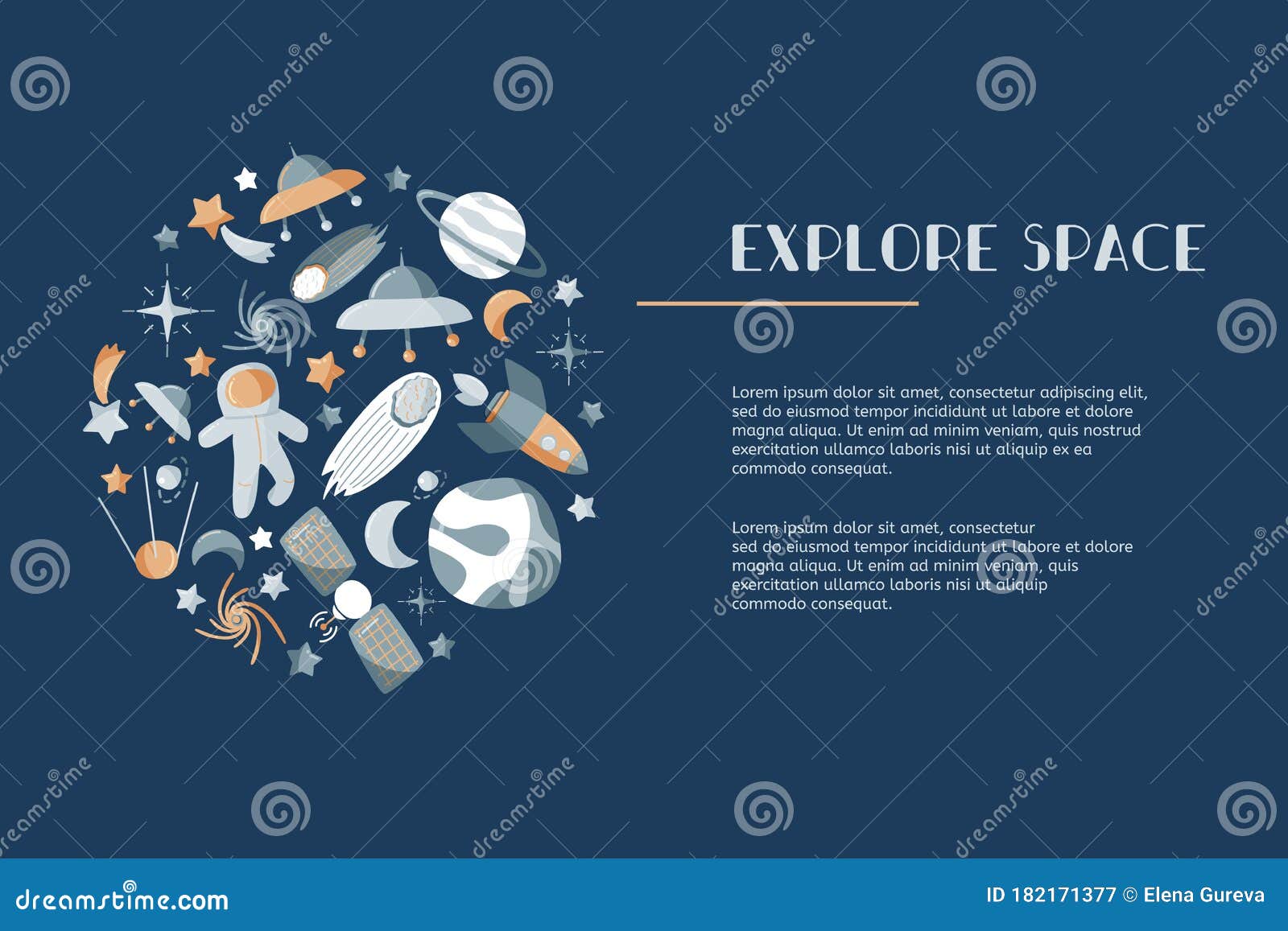 Open Space Abstract Circle Shape. Kids Template on Blue Background ...