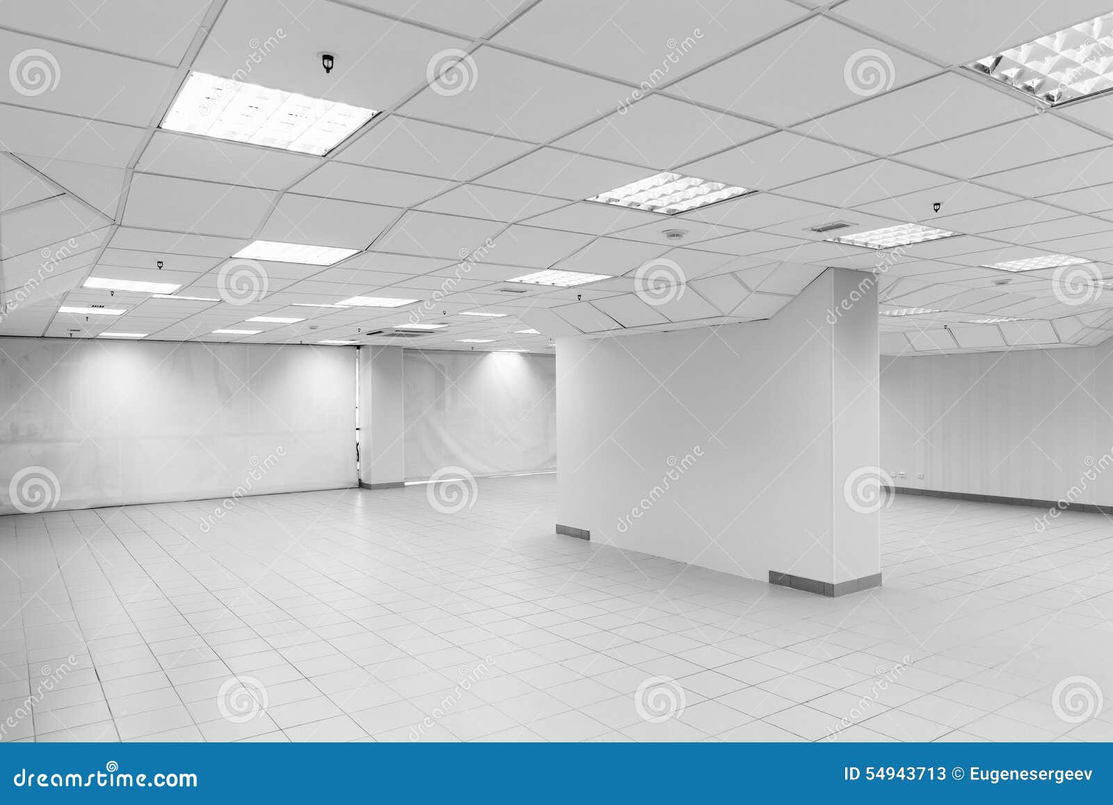 Open Space, Abstract White Empty Office Interior Stock Image - Image of ...