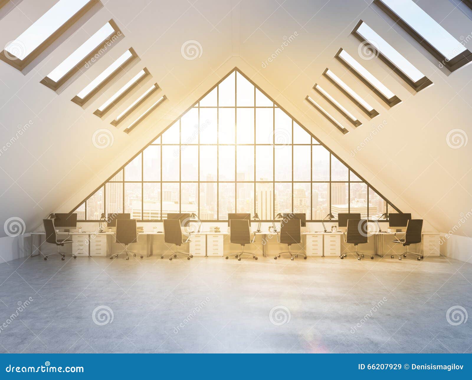 Open space in an attic stock illustration. Illustration of light - 66207929
