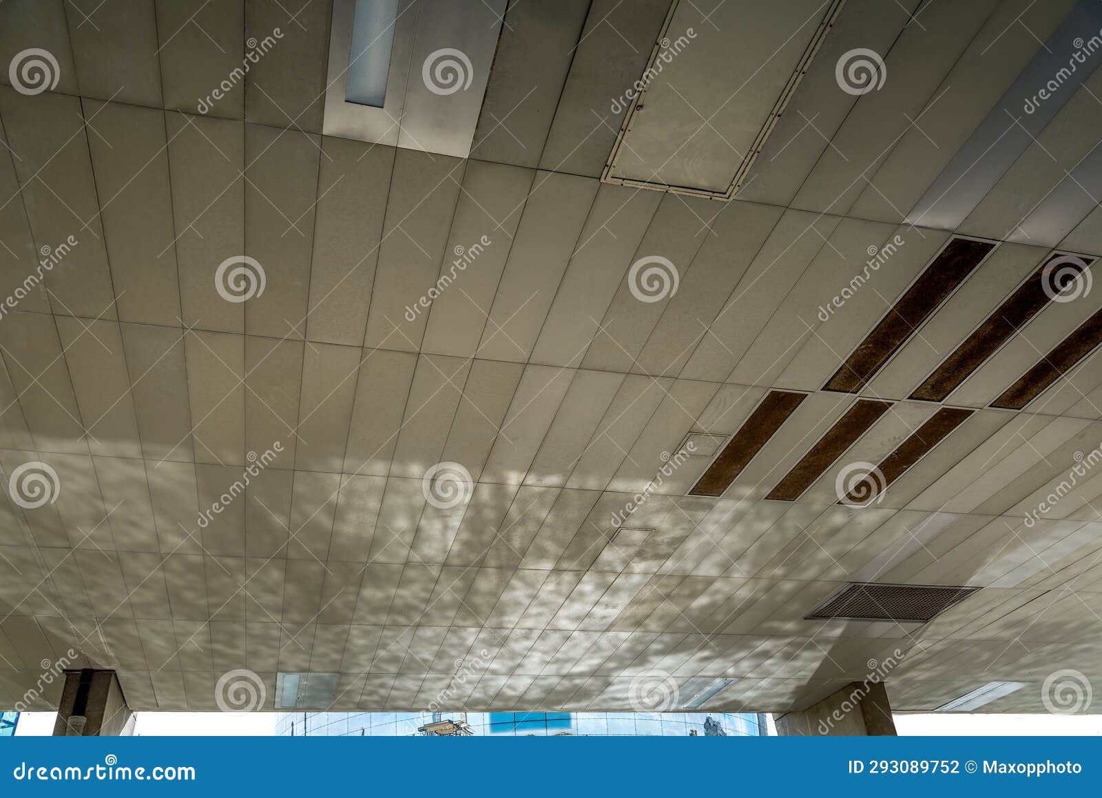 Open Space on the Base of the Skyscraper Building with a Maintenance ...