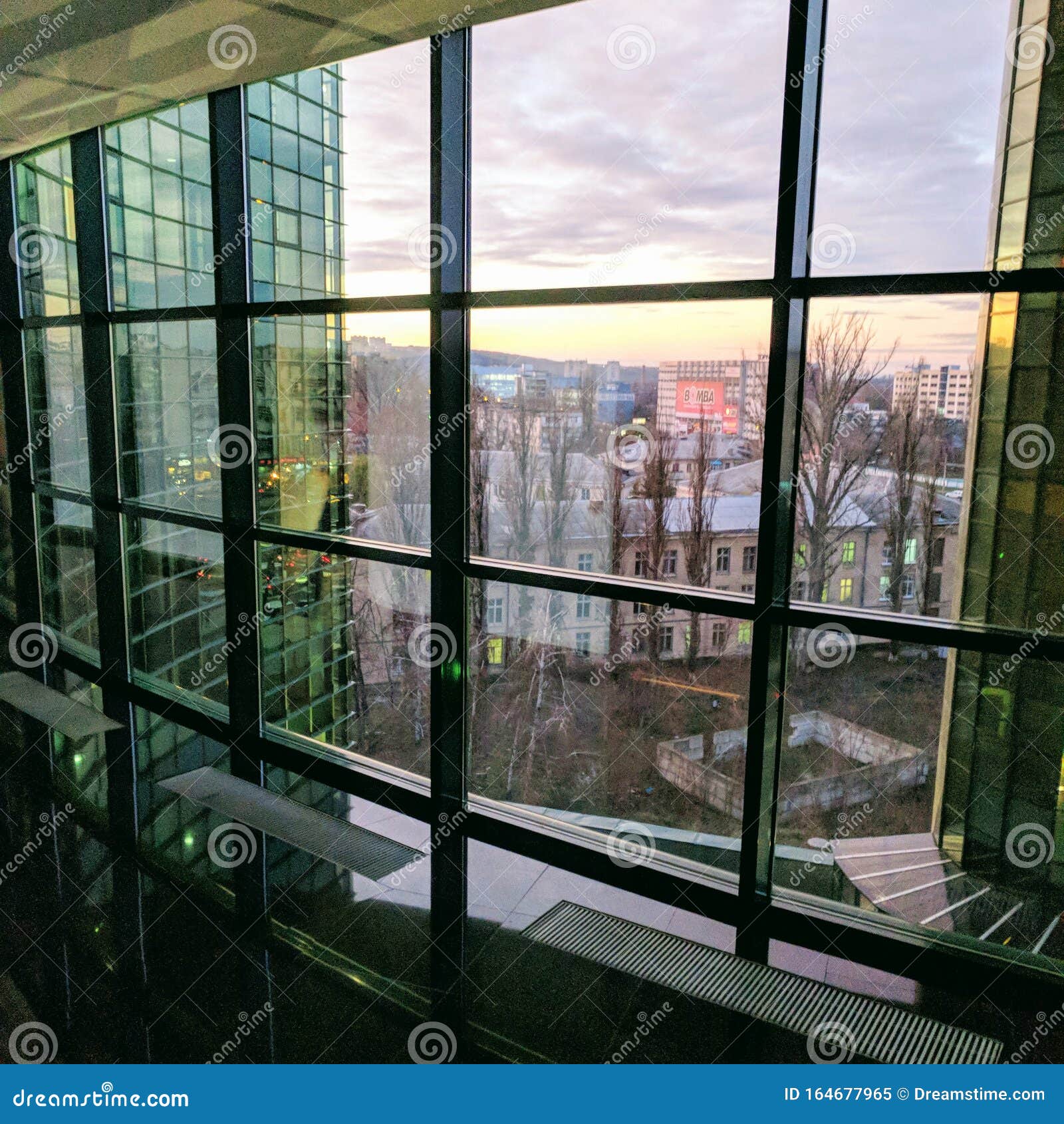 Open Space Building with Sunset Stock Image - Image of space, glass ...