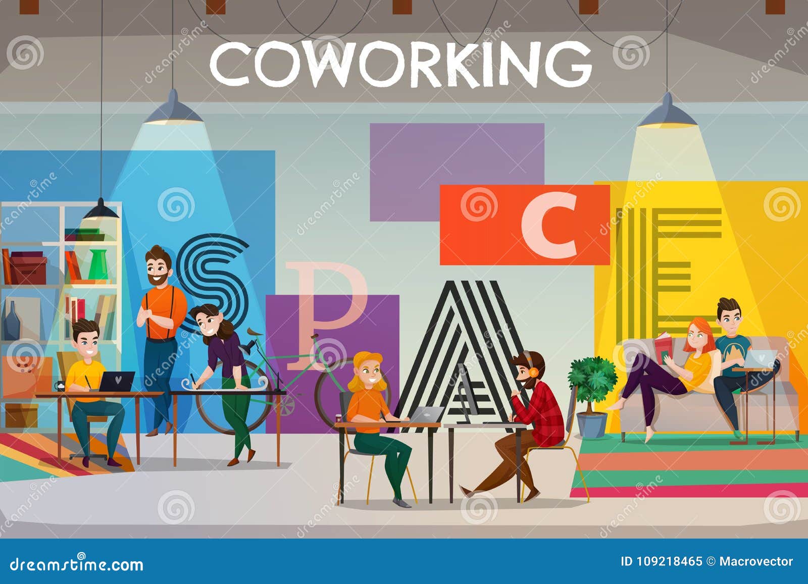 Open Space Coworking Poster Stock Vector - Illustration of print ...