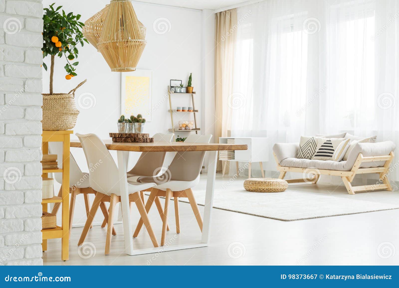 Open Space with Dinner Table Stock Image - Image of estate, interior ...