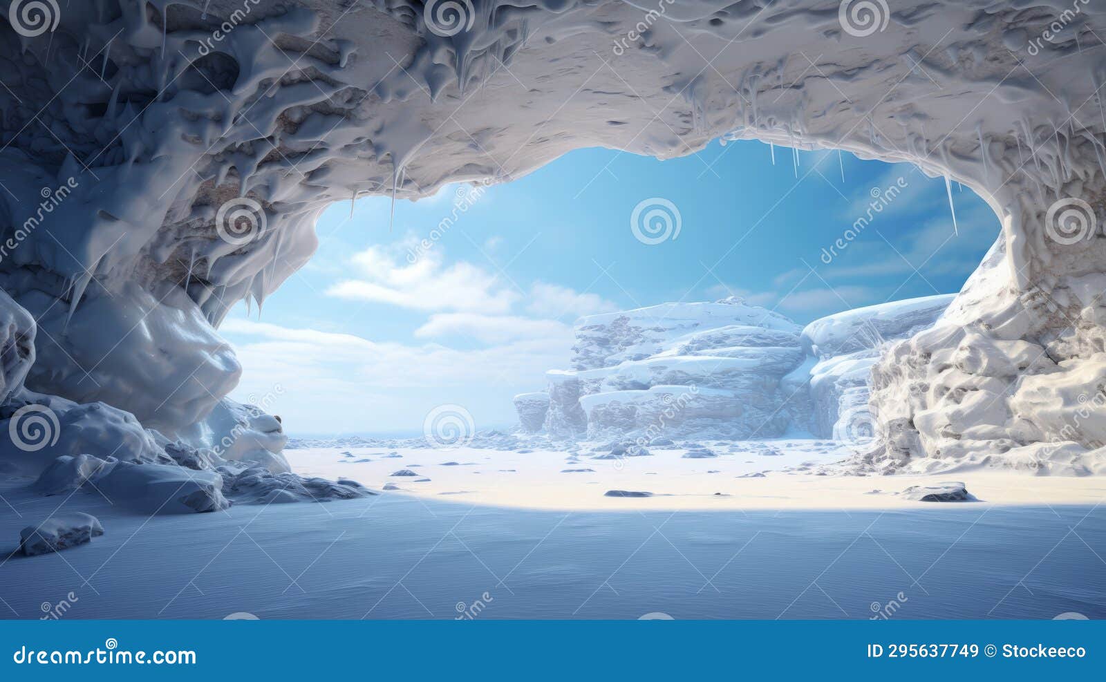 Open Space Ice Cave Fantasy Background - Unreal Engine Rendered Stock ...