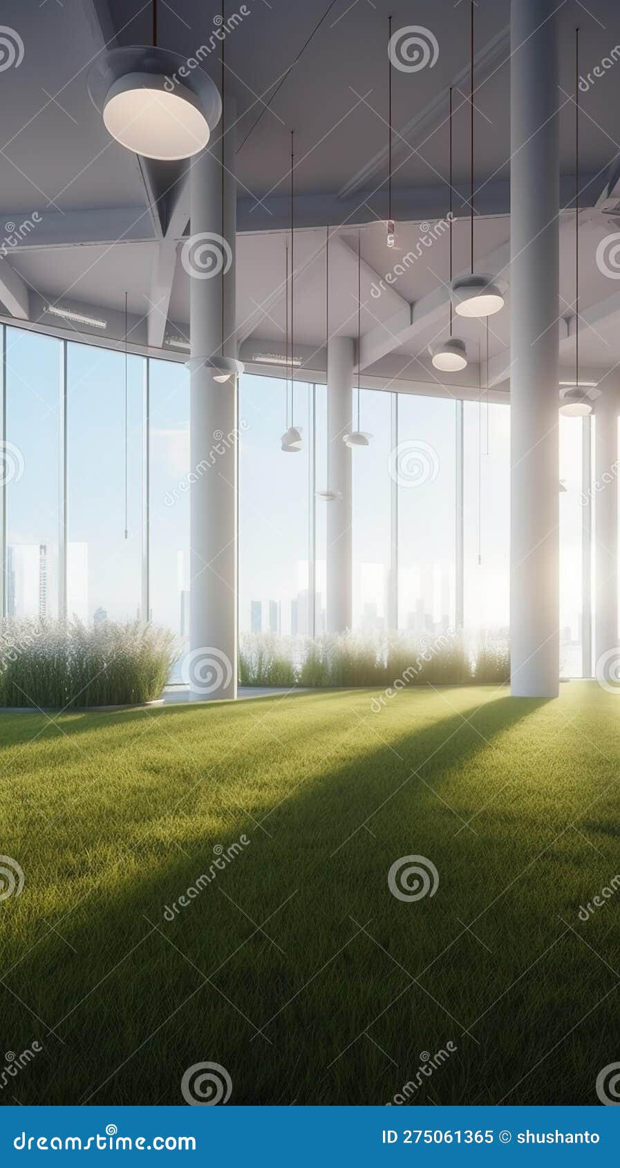 Open Space Interior of a Building Stock Illustration - Illustration of ...