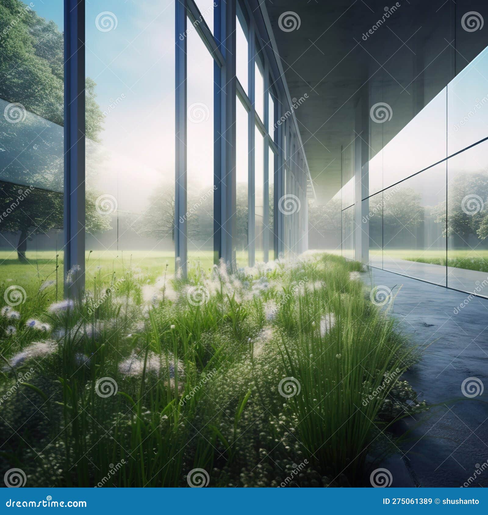 Open Space Interior of a Building Stock Illustration - Illustration of ...