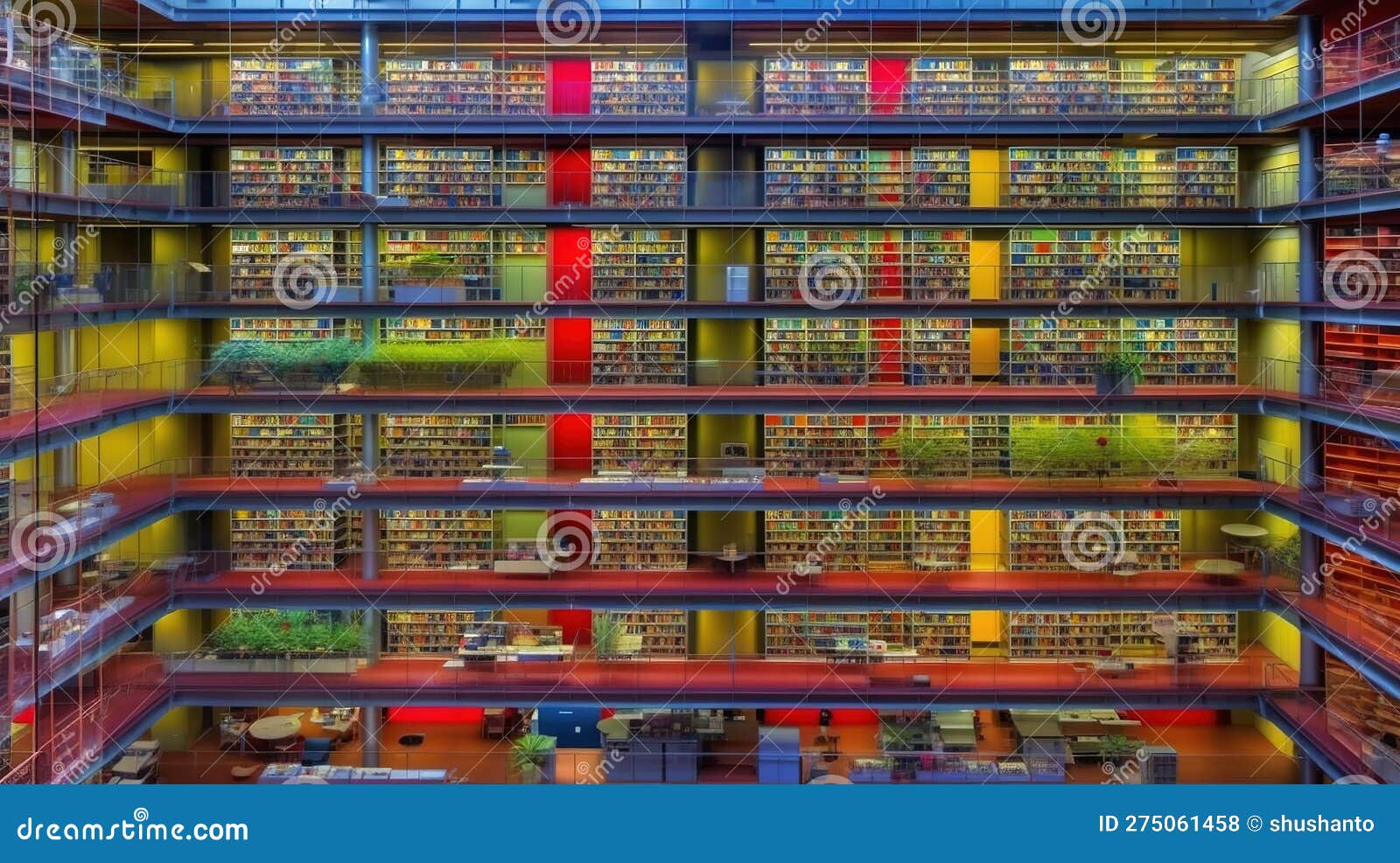 Open Space Interior of a Building Stock Illustration - Illustration of ...