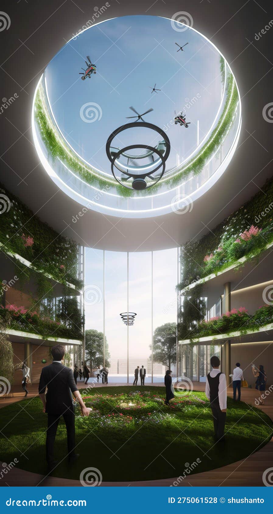 Open Space Interior of a Building Stock Illustration - Illustration of ...