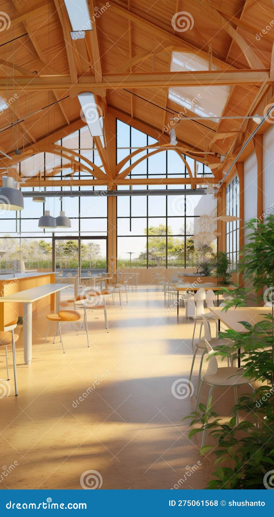 Open Space Interior of a Building Stock Illustration - Illustration of ...