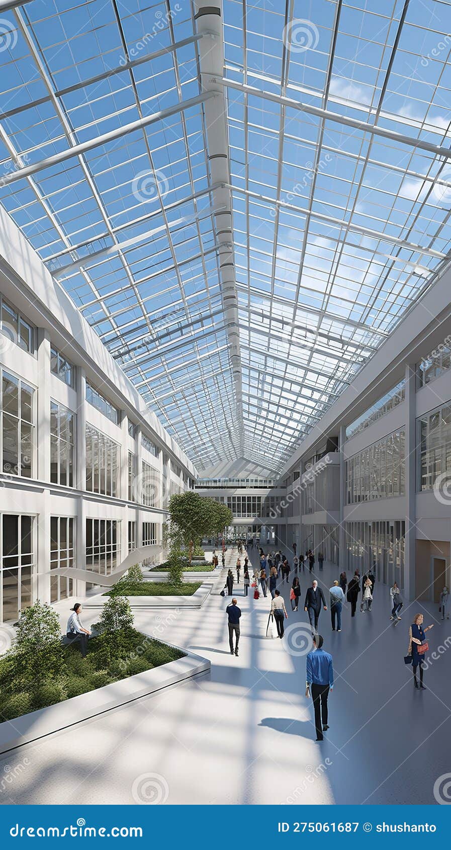 Open Space Interior of a Building Stock Illustration - Illustration of ...