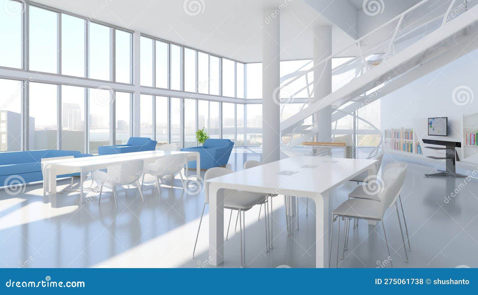 Open Space Interior of a Building Stock Illustration - Illustration of ...