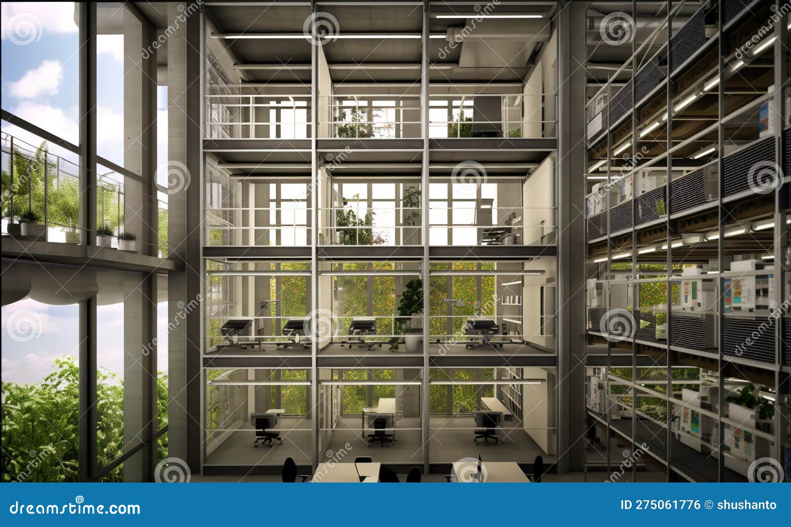 Open Space Interior of a Building Stock Illustration - Illustration of ...