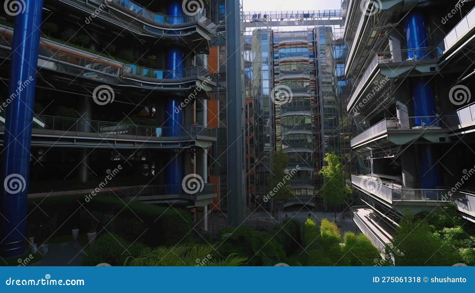 Open Space Interior of a Building Stock Illustration - Illustration of ...