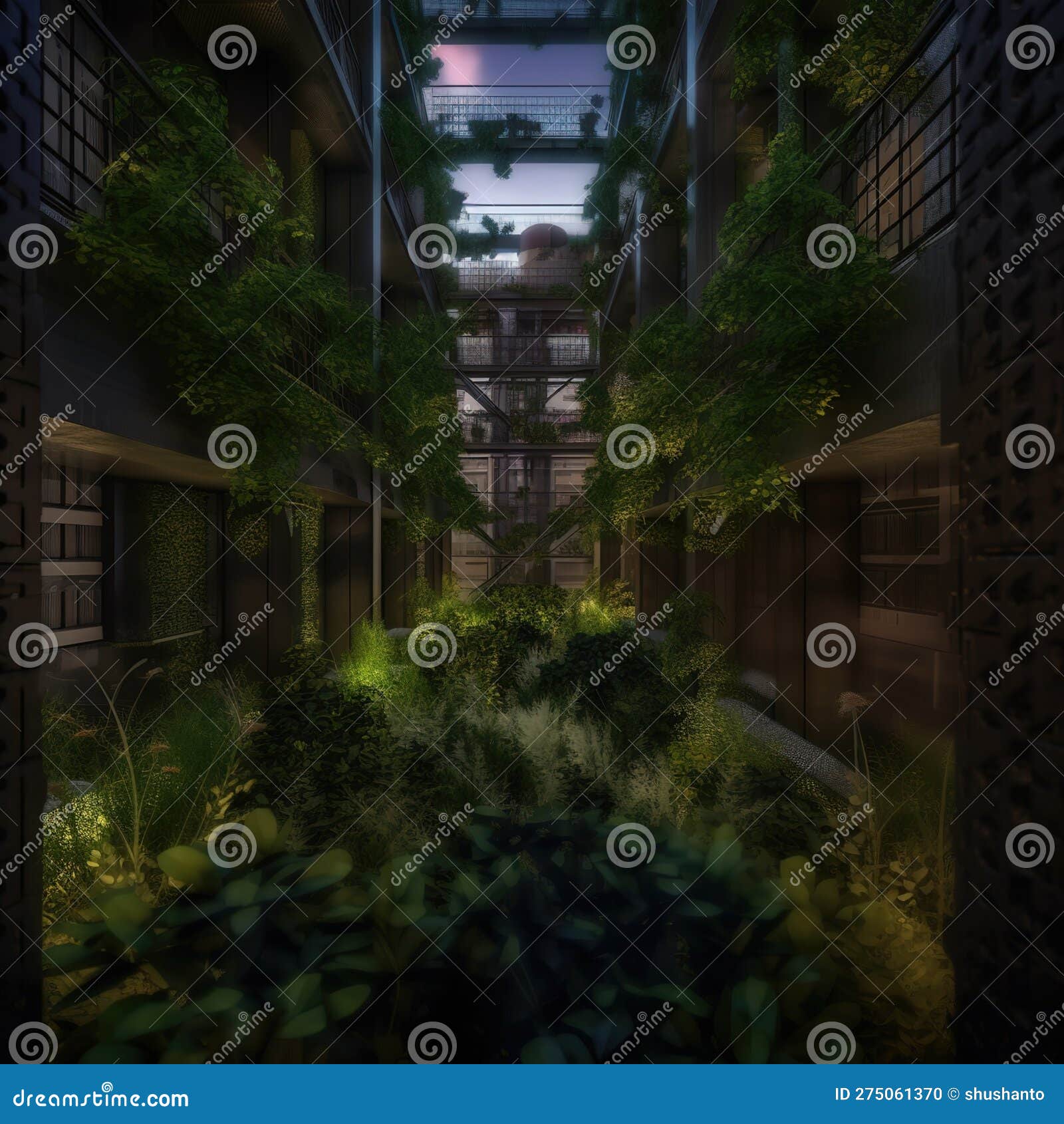 Open Space Interior of a Building Stock Illustration - Illustration of ...