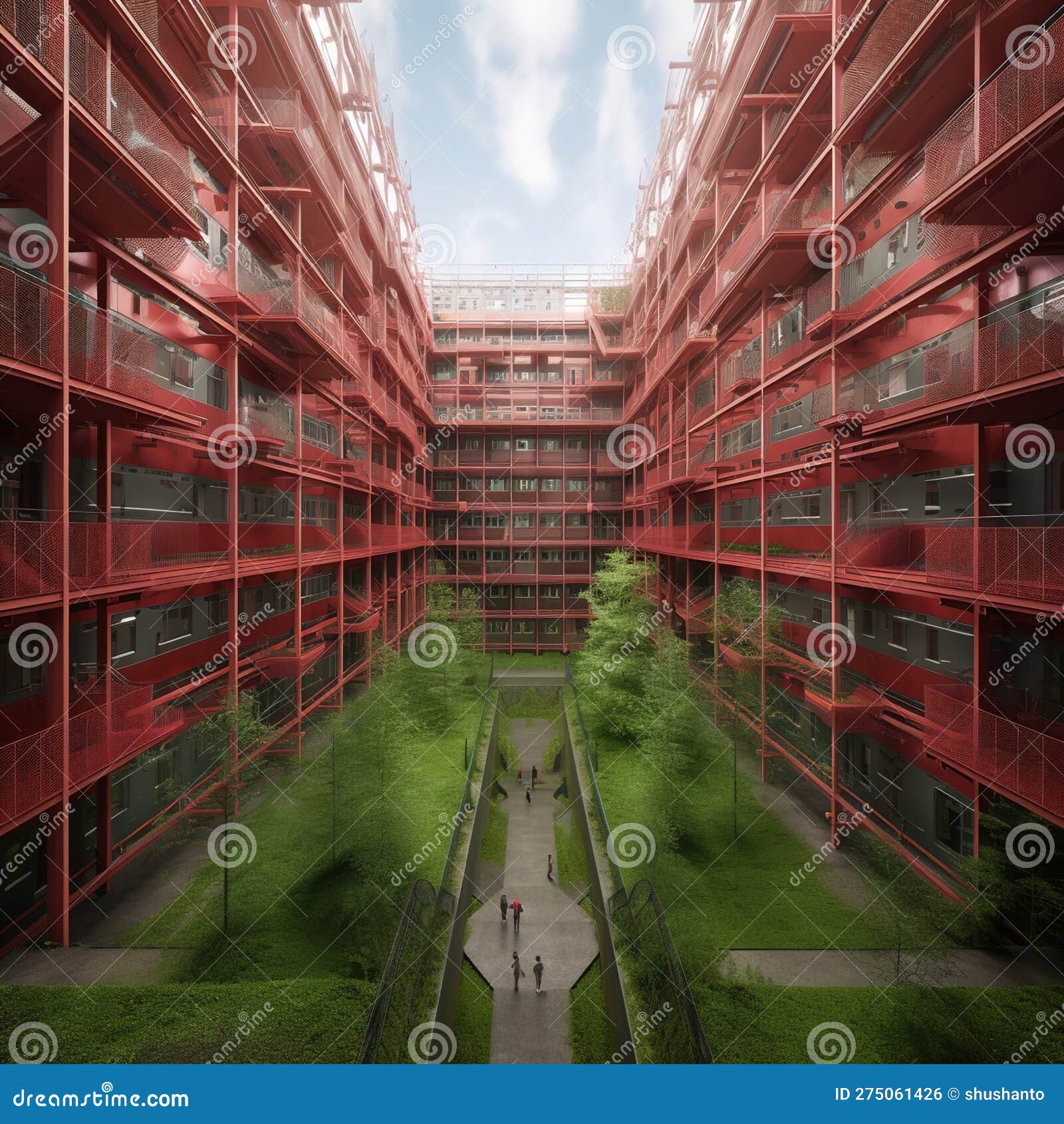 Open Space Interior of a Building Stock Illustration - Illustration of ...