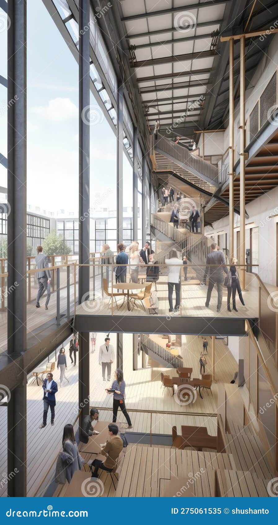 Open Space Interior of a Building Stock Illustration - Illustration of ...