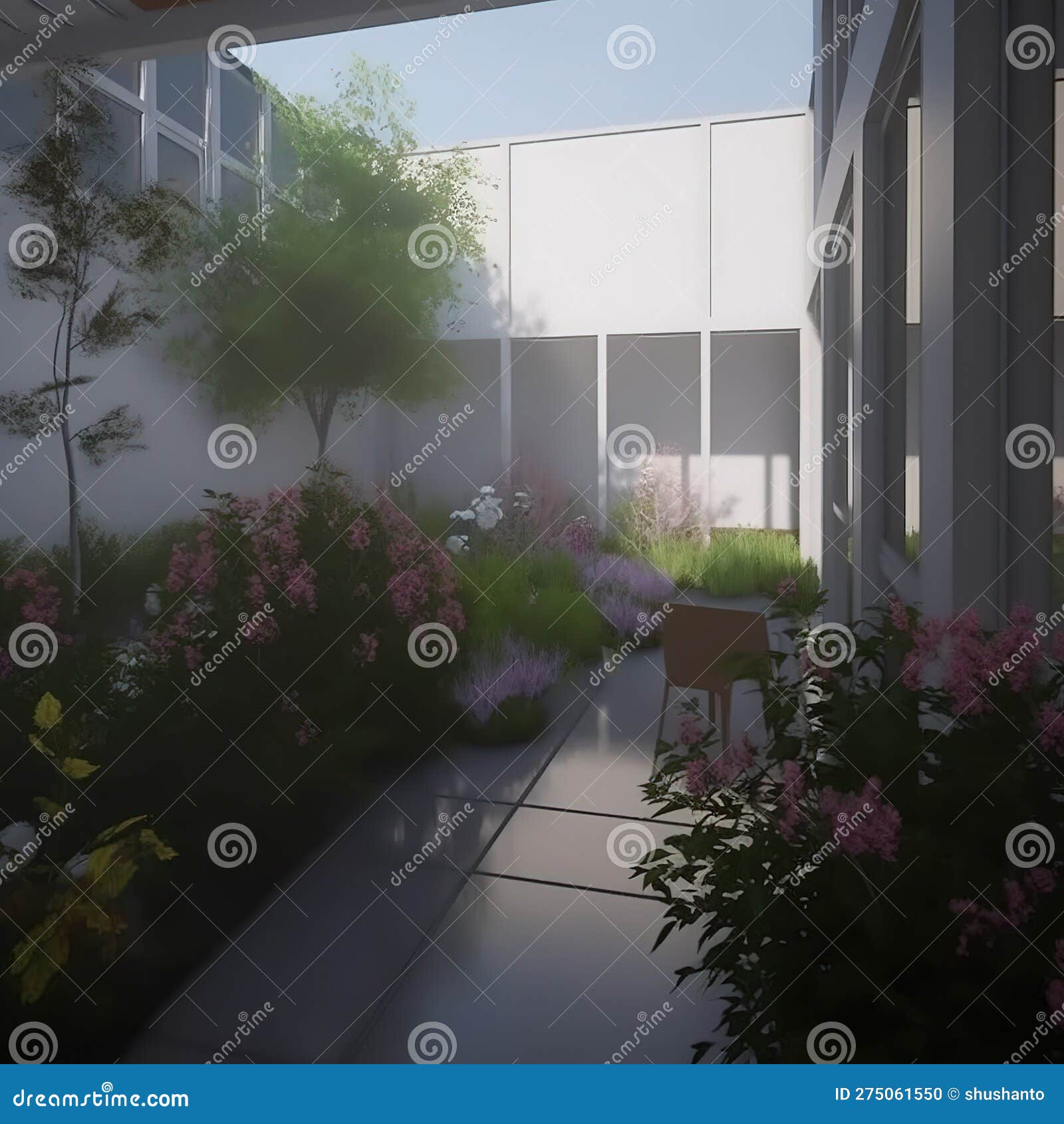 Open Space Interior of a Building Stock Illustration - Illustration of ...