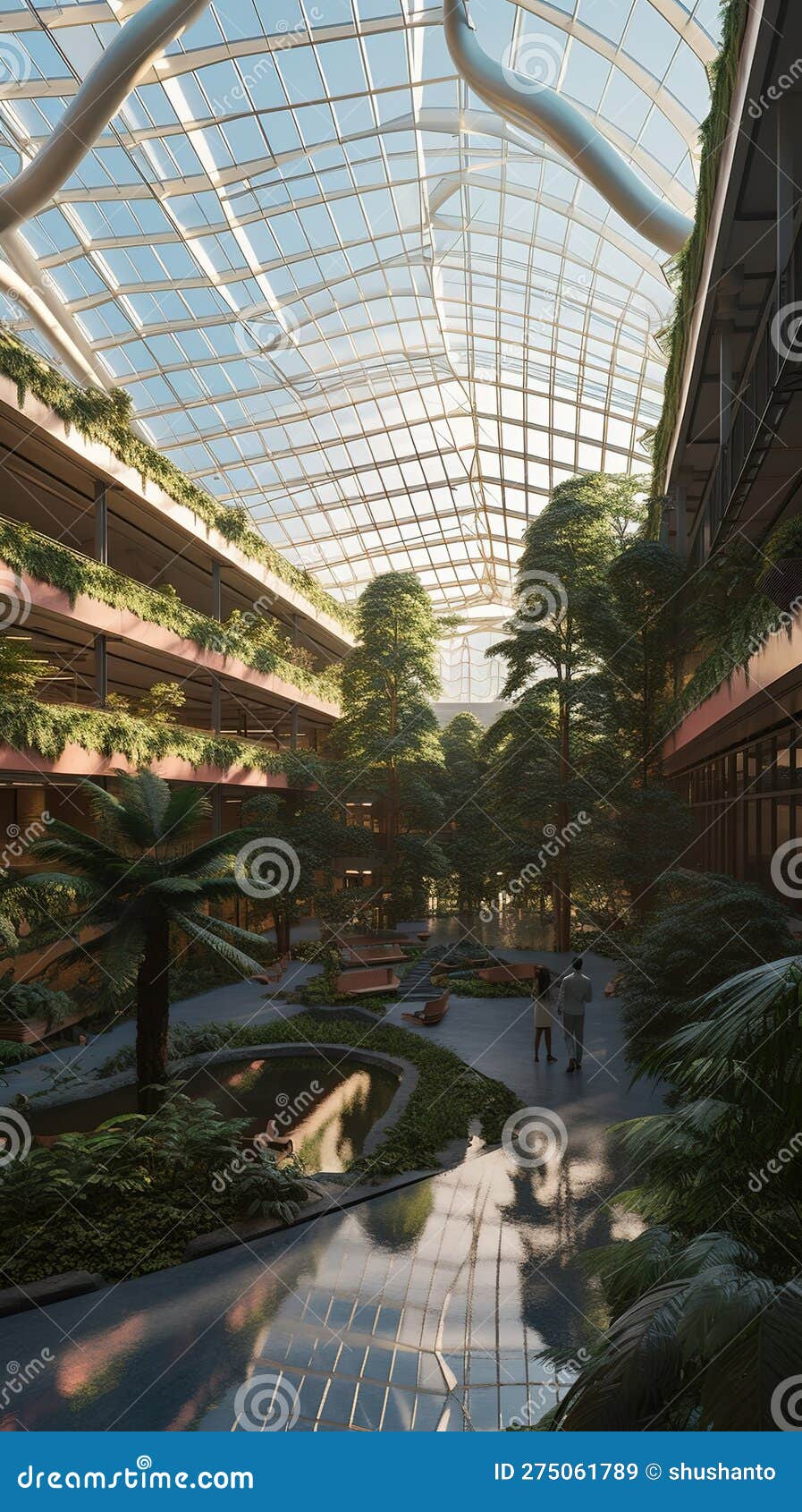 Open Space Interior of a Building Stock Illustration - Illustration of ...