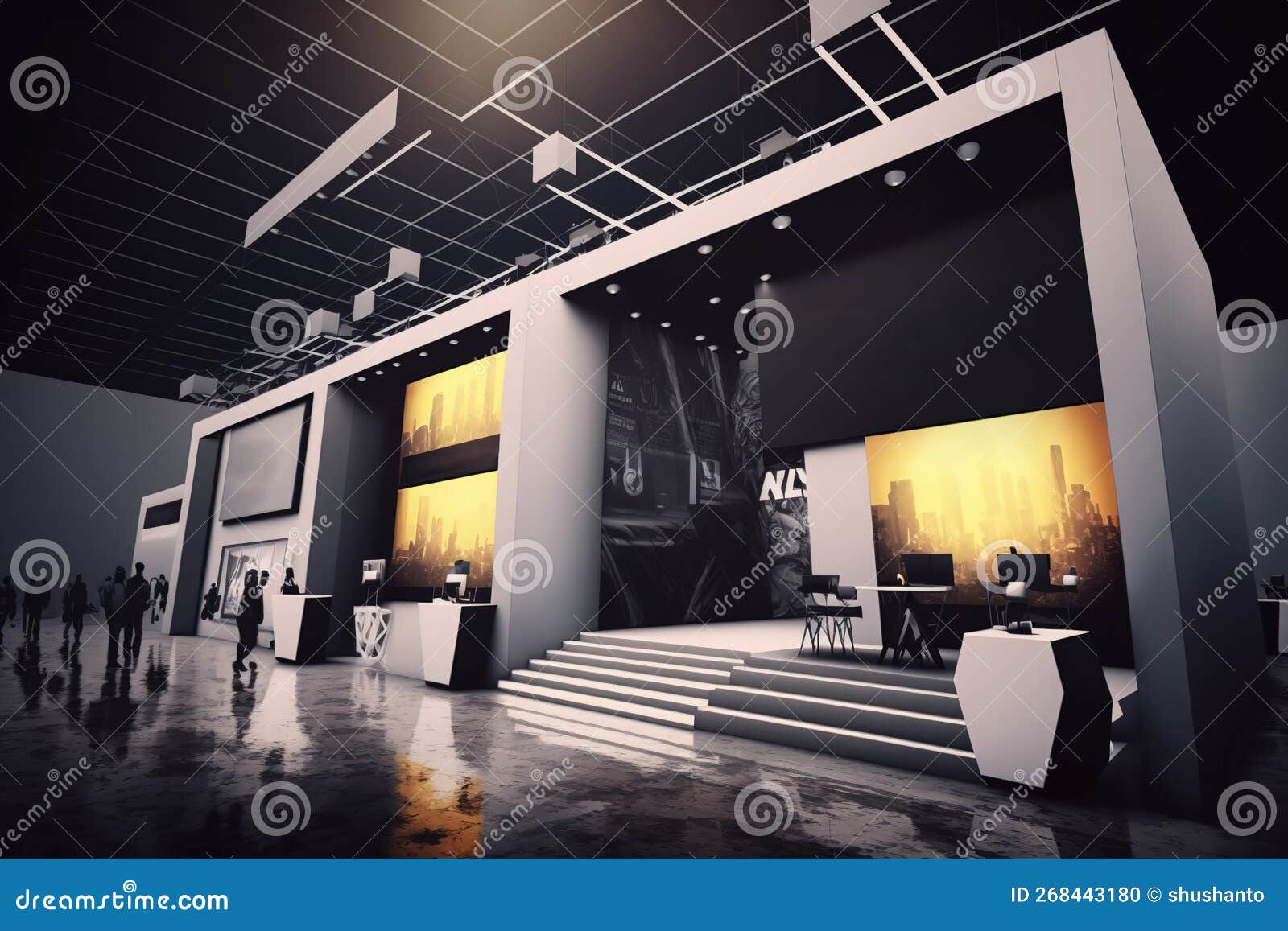 Open Space for Mega Virtual Expo or Project Showcase Stock Illustration ...