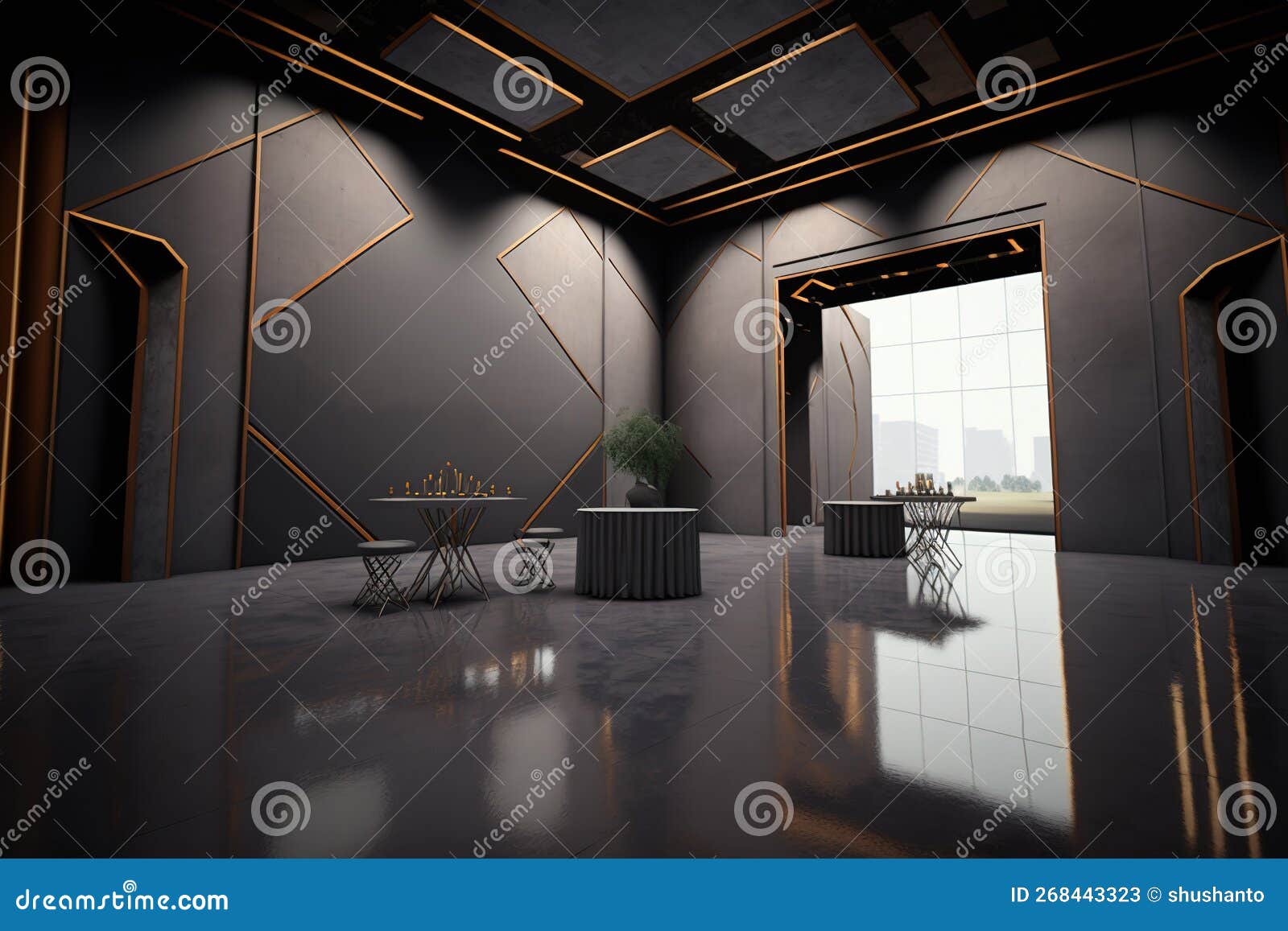 Open Space for Mega Virtual Expo or Project Showcase Stock Illustration ...