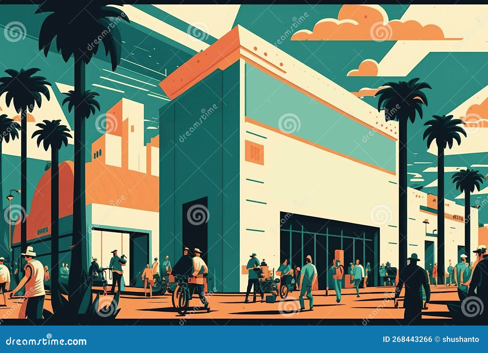 Open Space for Mega Virtual Expo or Project Showcase Stock Illustration ...