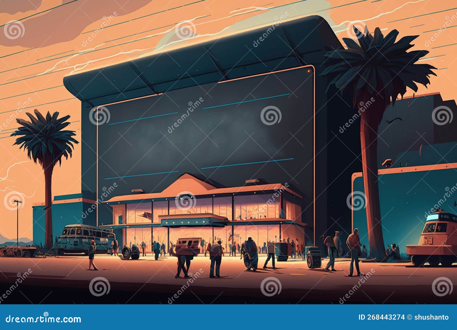 Open Space for Mega Virtual Expo or Project Showcase Stock Illustration ...