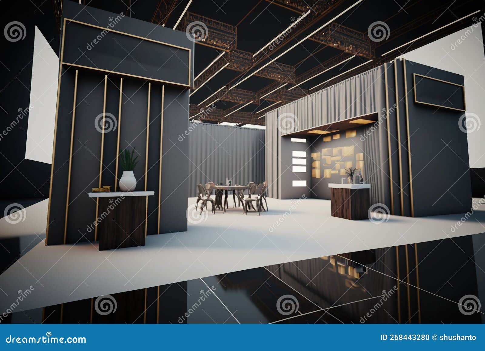 Open Space for Mega Virtual Expo or Project Showcase Stock Illustration ...