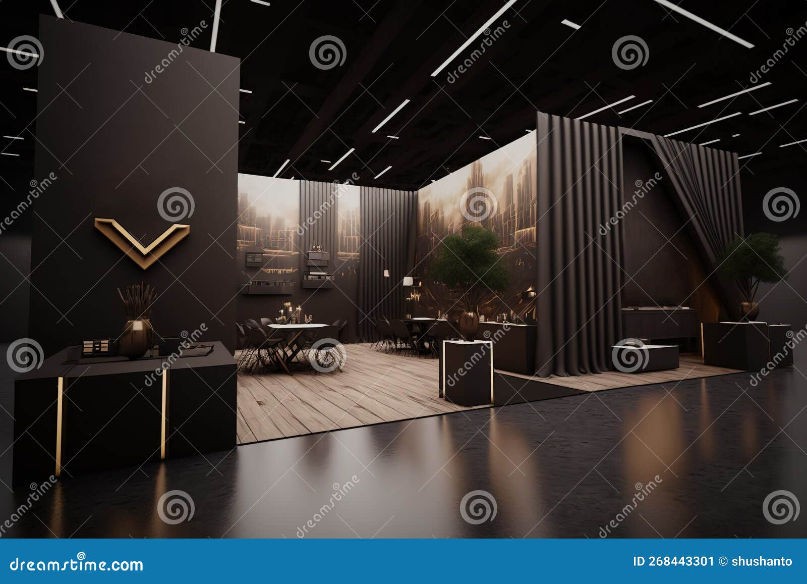 Open Space for Mega Virtual Expo or Project Showcase Stock Illustration ...