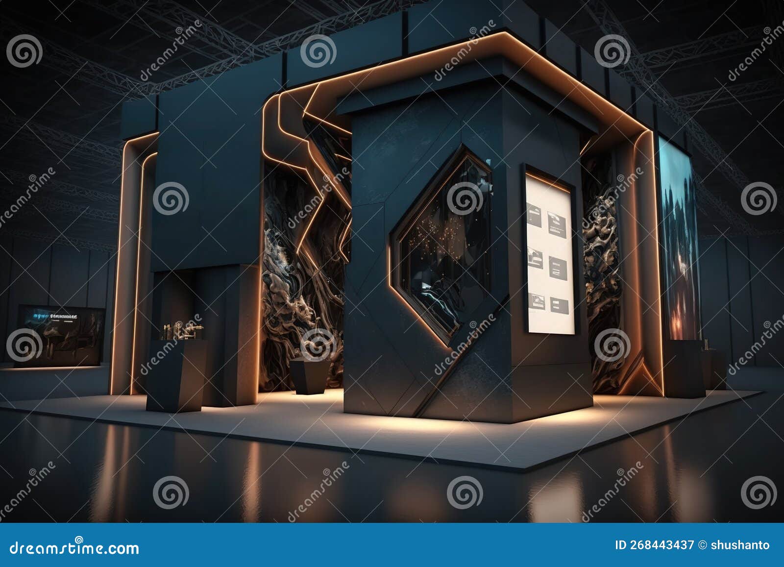 Open Space for Mega Virtual Expo or Project Showcase Stock Illustration ...