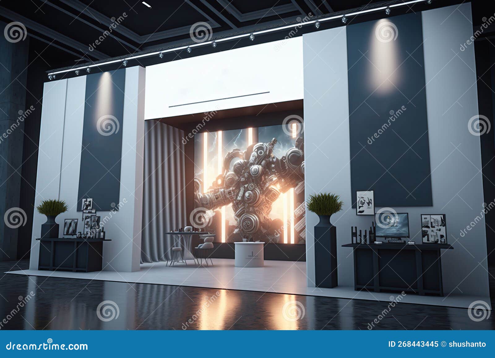Open Space for Mega Virtual Expo or Project Showcase Stock Illustration ...