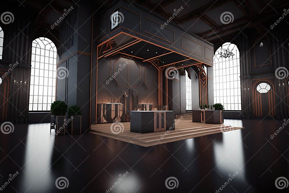 Open Space for Mega Virtual Expo or Project Showcase Stock Illustration ...