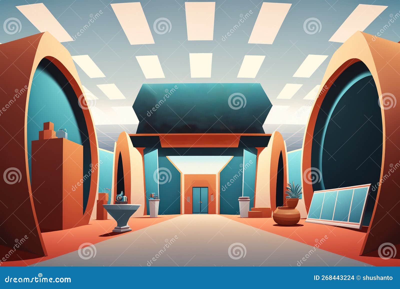 Open Space for Mega Virtual Expo or Project Showcase Stock Illustration ...