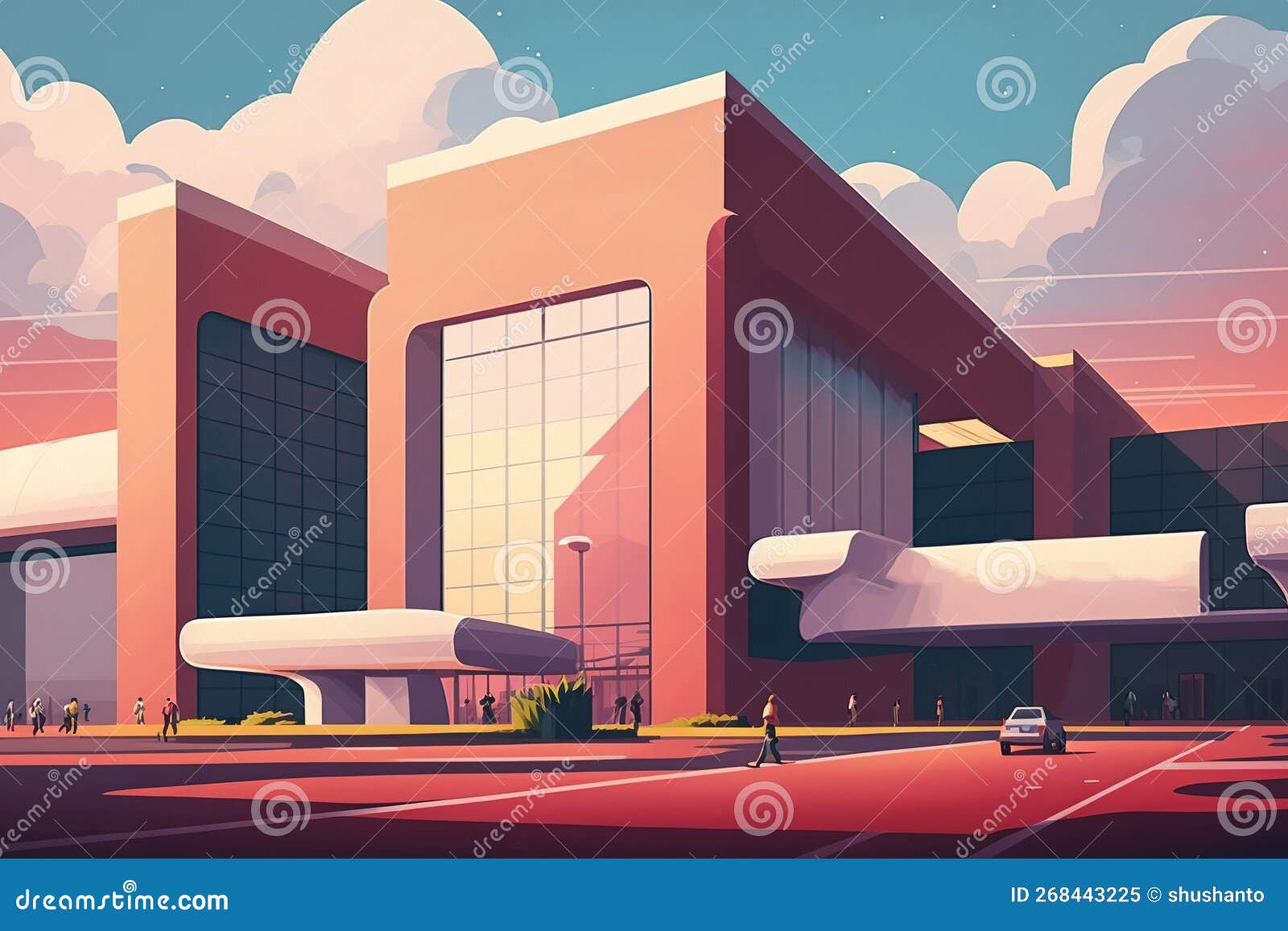 Open Space for Mega Virtual Expo or Project Showcase Stock Illustration ...