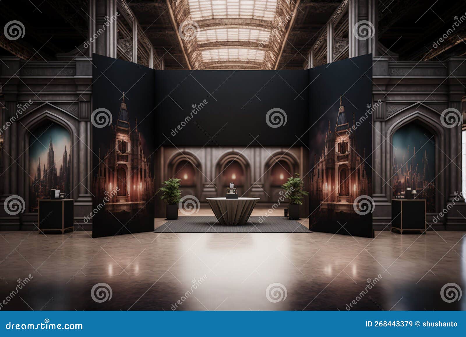 Open Space for Mega Virtual Expo or Project Showcase Stock Illustration ...