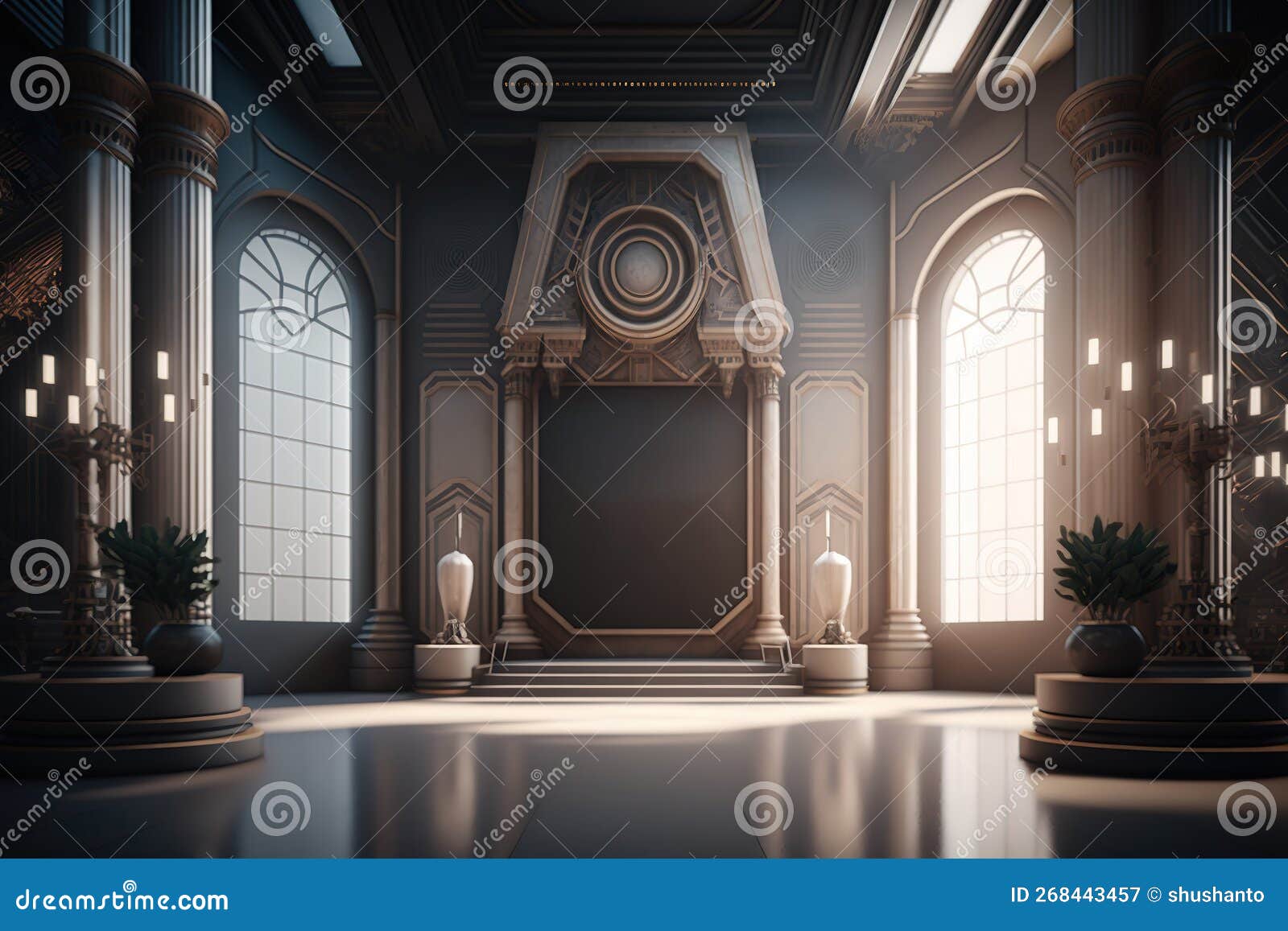 Open Space for Mega Virtual Expo or Project Showcase Stock Illustration ...