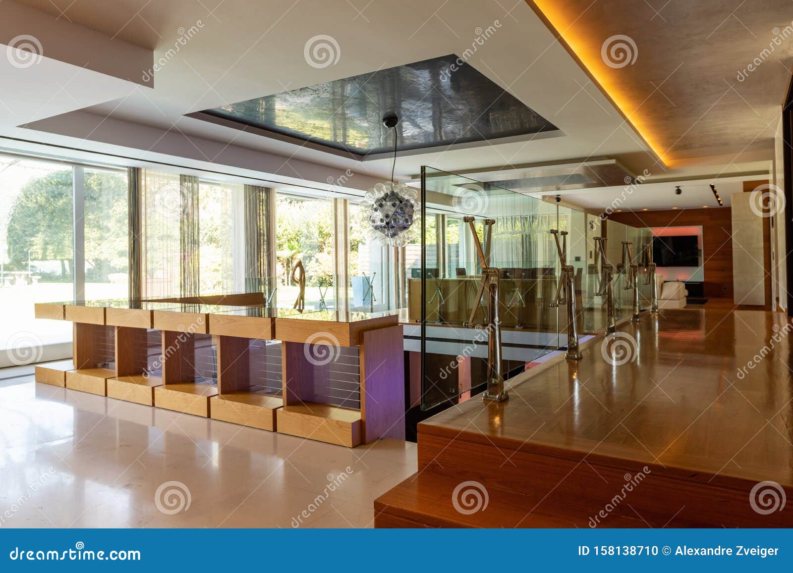 Open Space with Modern Living Room Stock Photo - Image of hallway ...