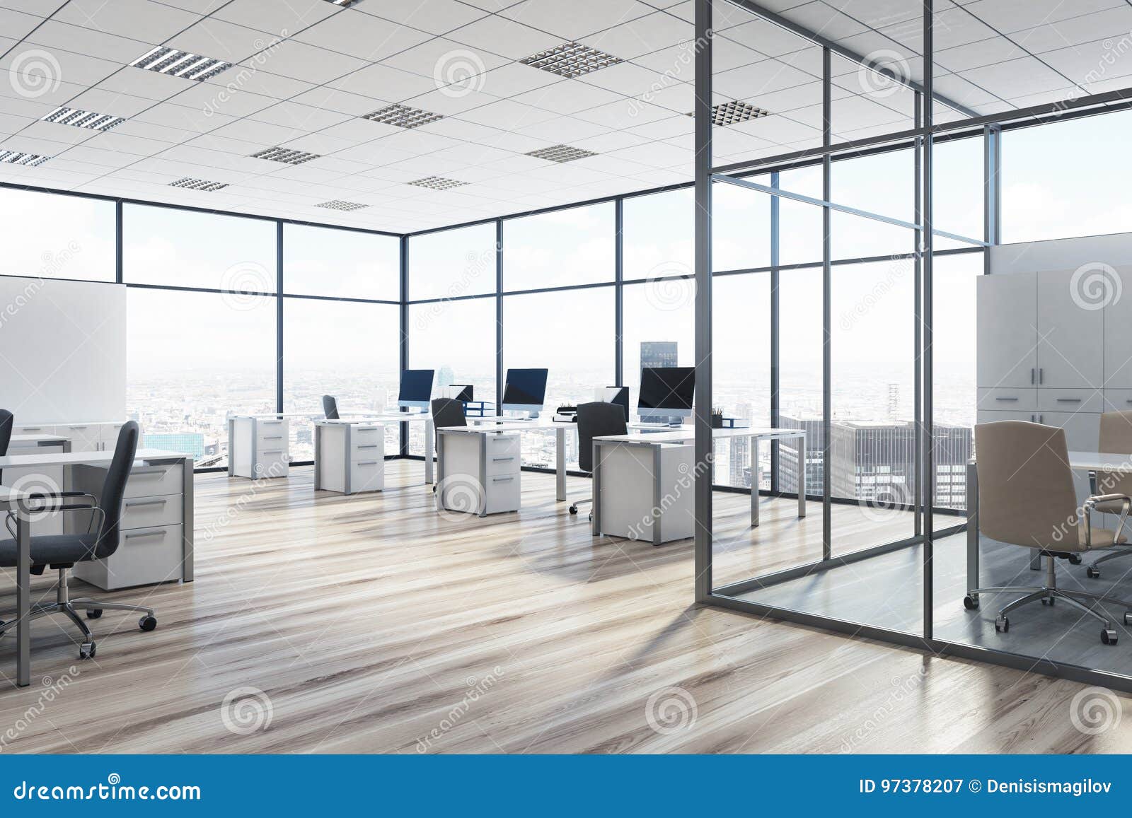 Open Space Office Environment, Aquarium Stock Illustration ...