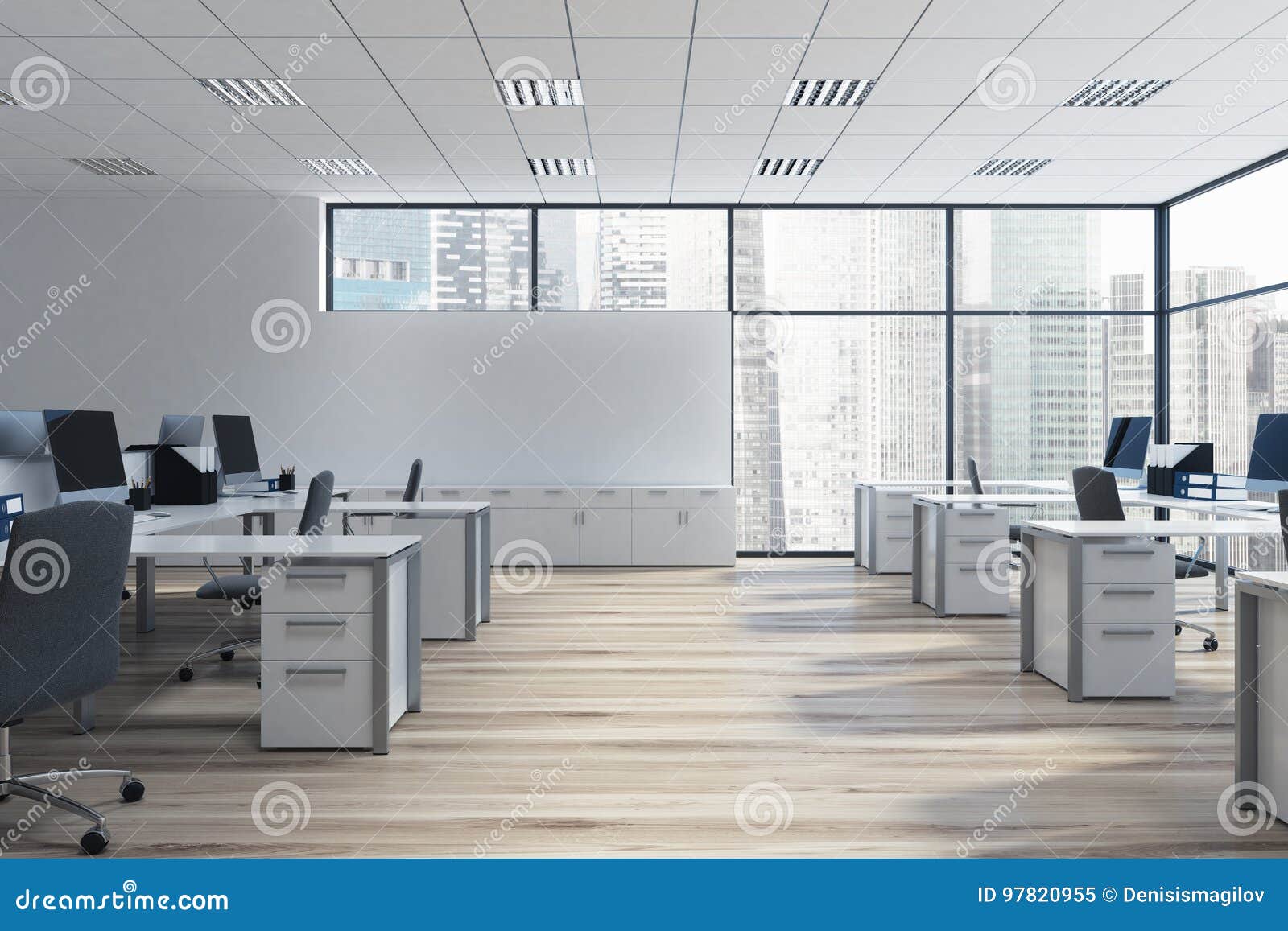 Open Space Office Environment Stock Illustration - Illustration of ...
