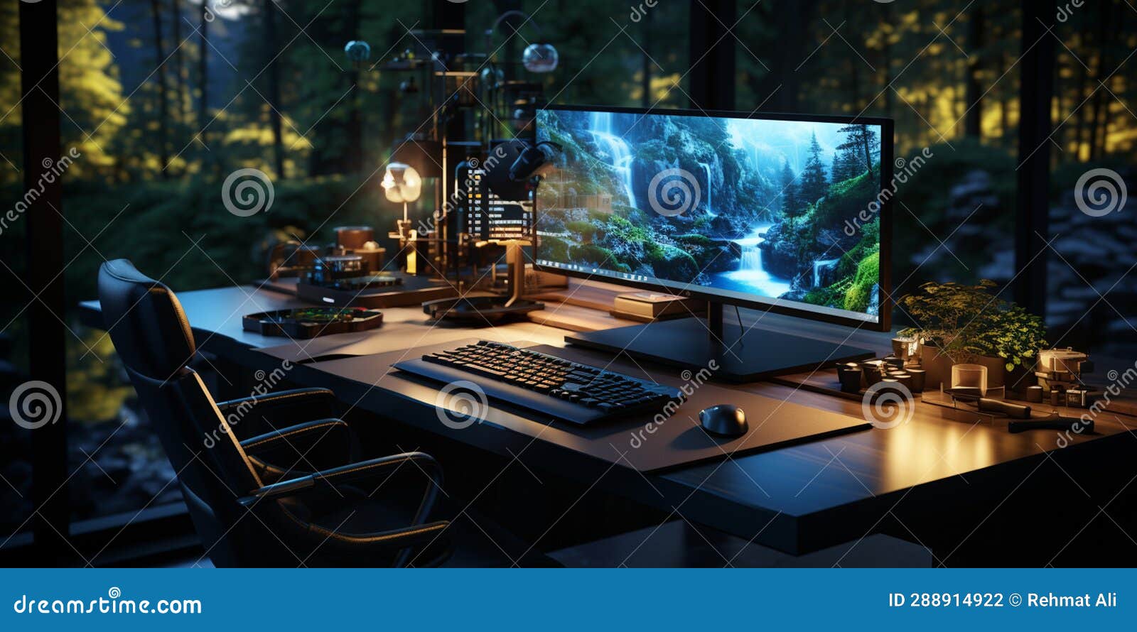 Open Space Office Room at Night 3d Rendering, Zoom Virtual Background ...