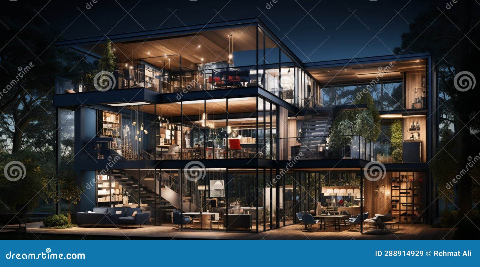 Open Space Office Room at Night 3d Rendering, Zoom Virtual Background ...