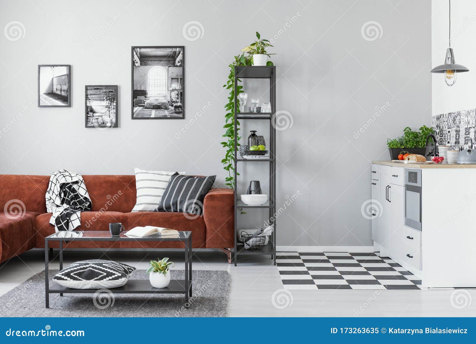 Open Space Studio Apartment with Kitchen Stock Image - Image of ...