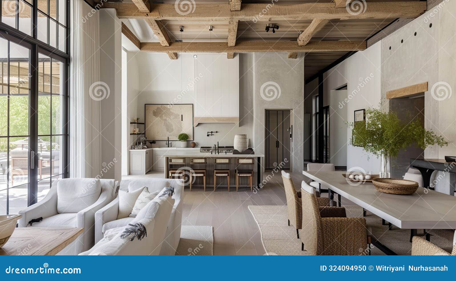 Open Spaces, Exposed Structures, and Neutral Tones. Generative Ai Stock ...