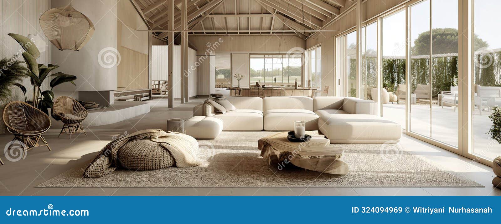 Open Spaces, Exposed Structures, and Neutral Tones. Generative Ai Stock ...