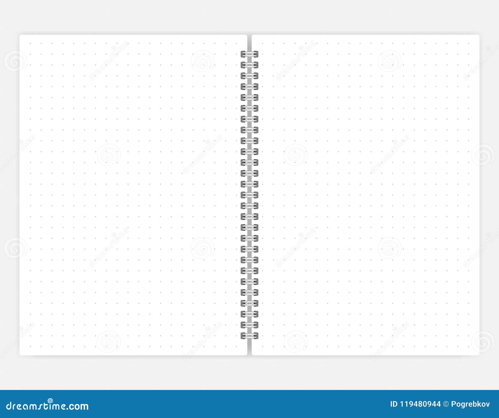Open Spiral Bound Dot Grid A6 Size Notebook Vector Mockup Stock Vector ...