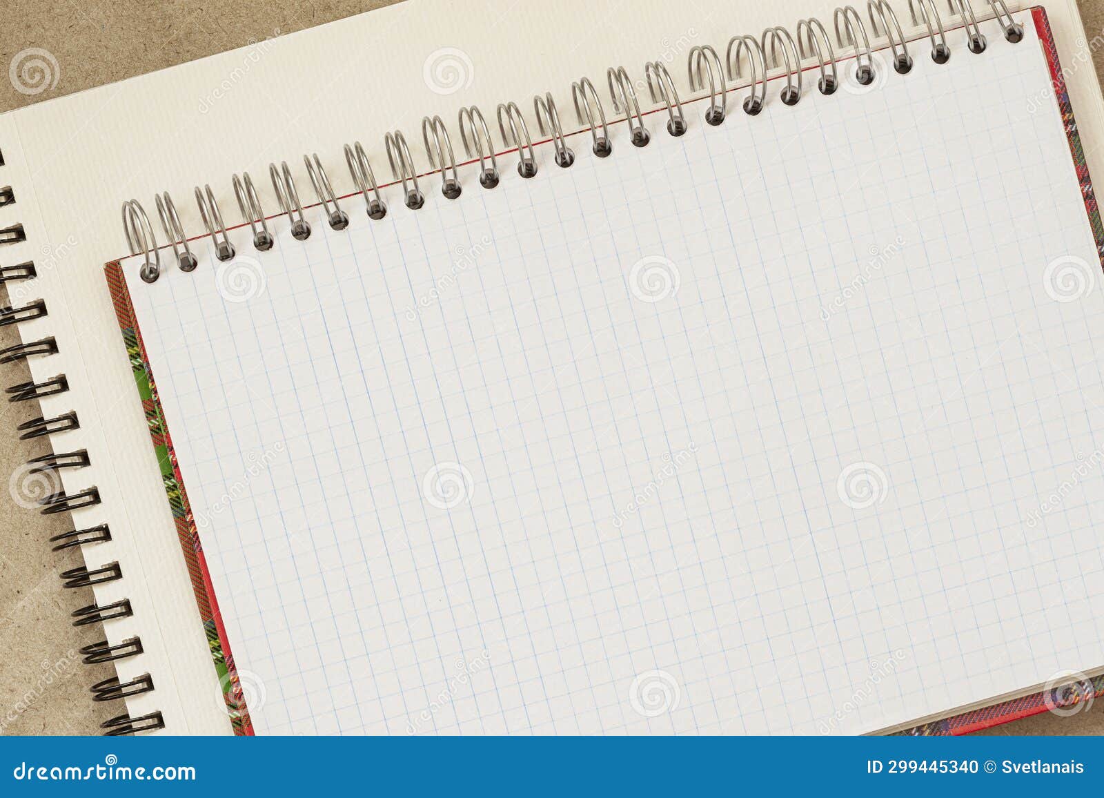 Open Spiral Bound Notepad on Background of Scrapbook, Copy Space Stock ...