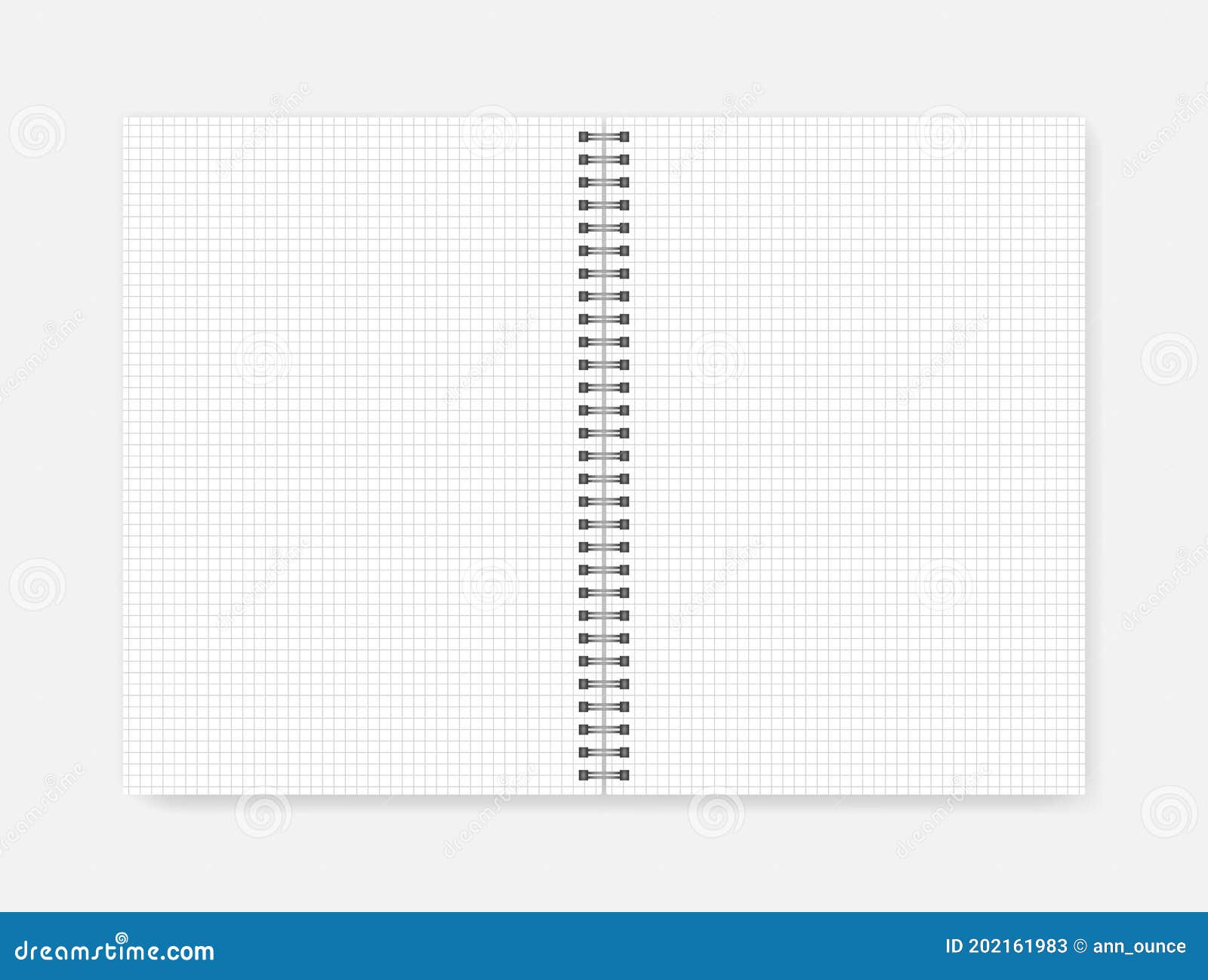 Open Spiral Bound White A4 Notepad with Squared Sheets, Mockup Stock Vector - Illustration of ...
