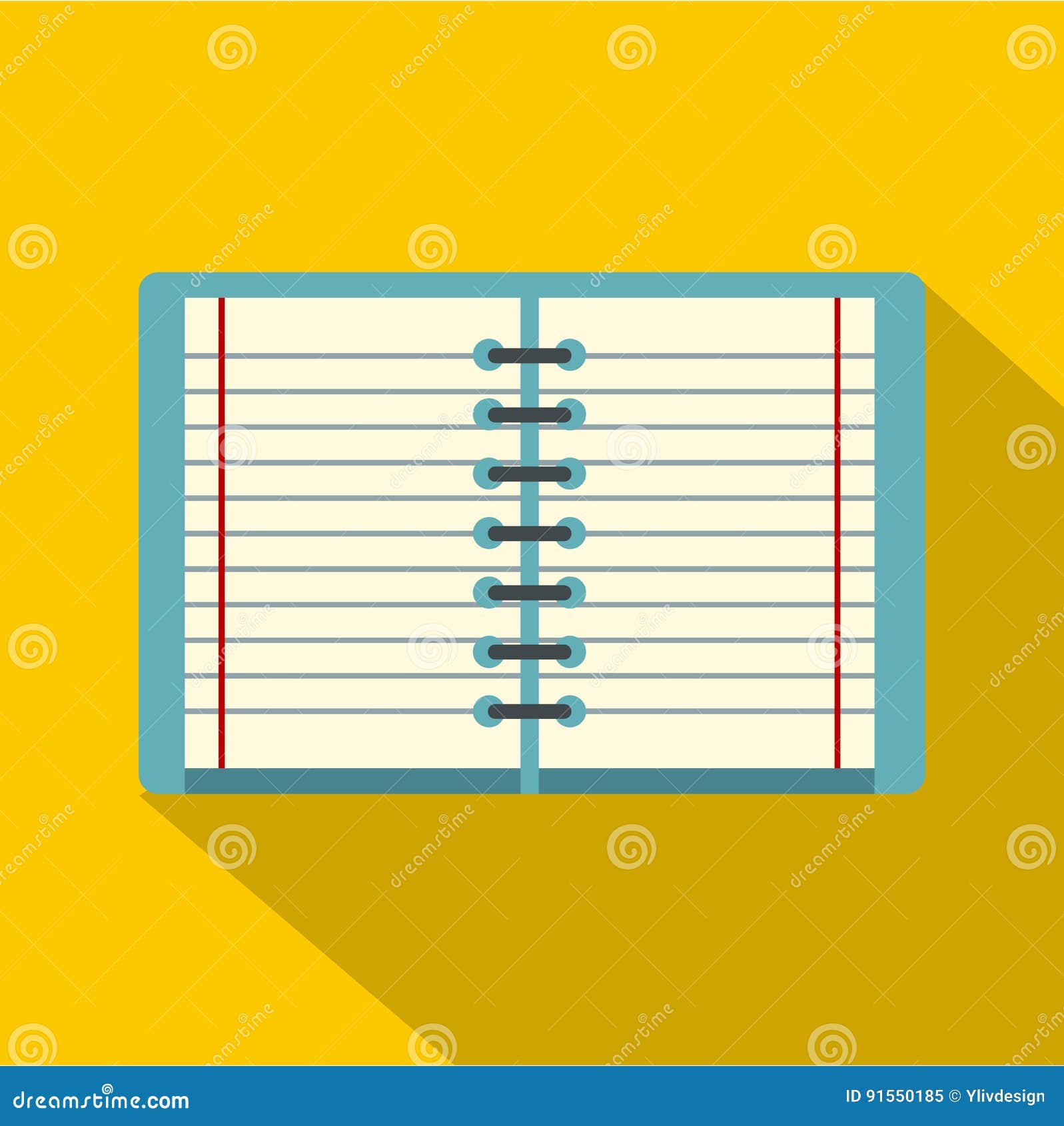 Open Spiral Lined Notebook Icon, Flat Style Stock Vector - Illustration ...