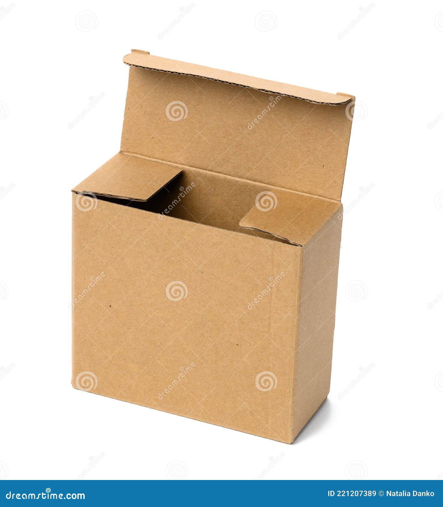 Open Square Brown Corrugated Cardboard Box Isolated on White Background ...